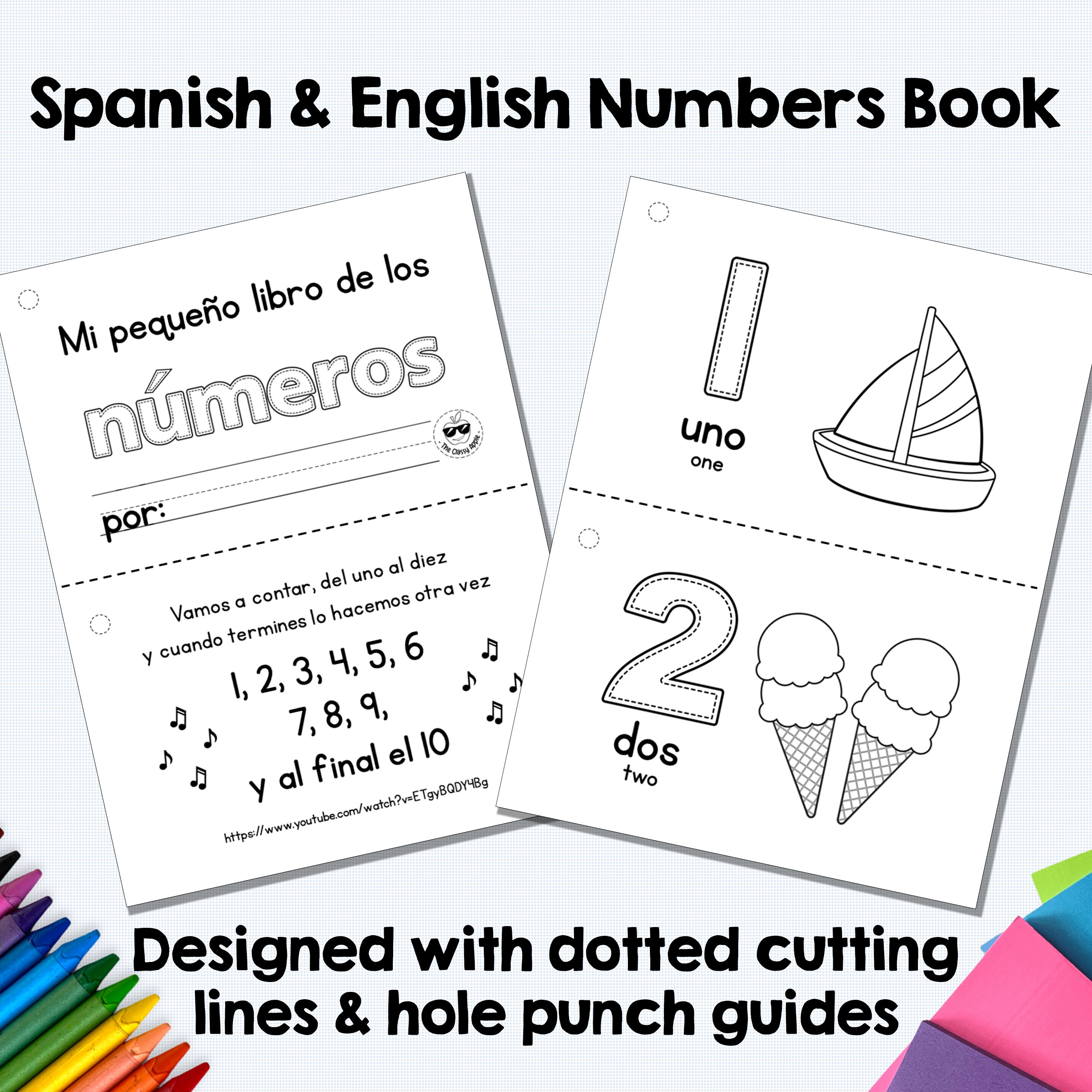 Printable Numbers 1-10 Book in Spanish & English (español Y Inglés) for ...