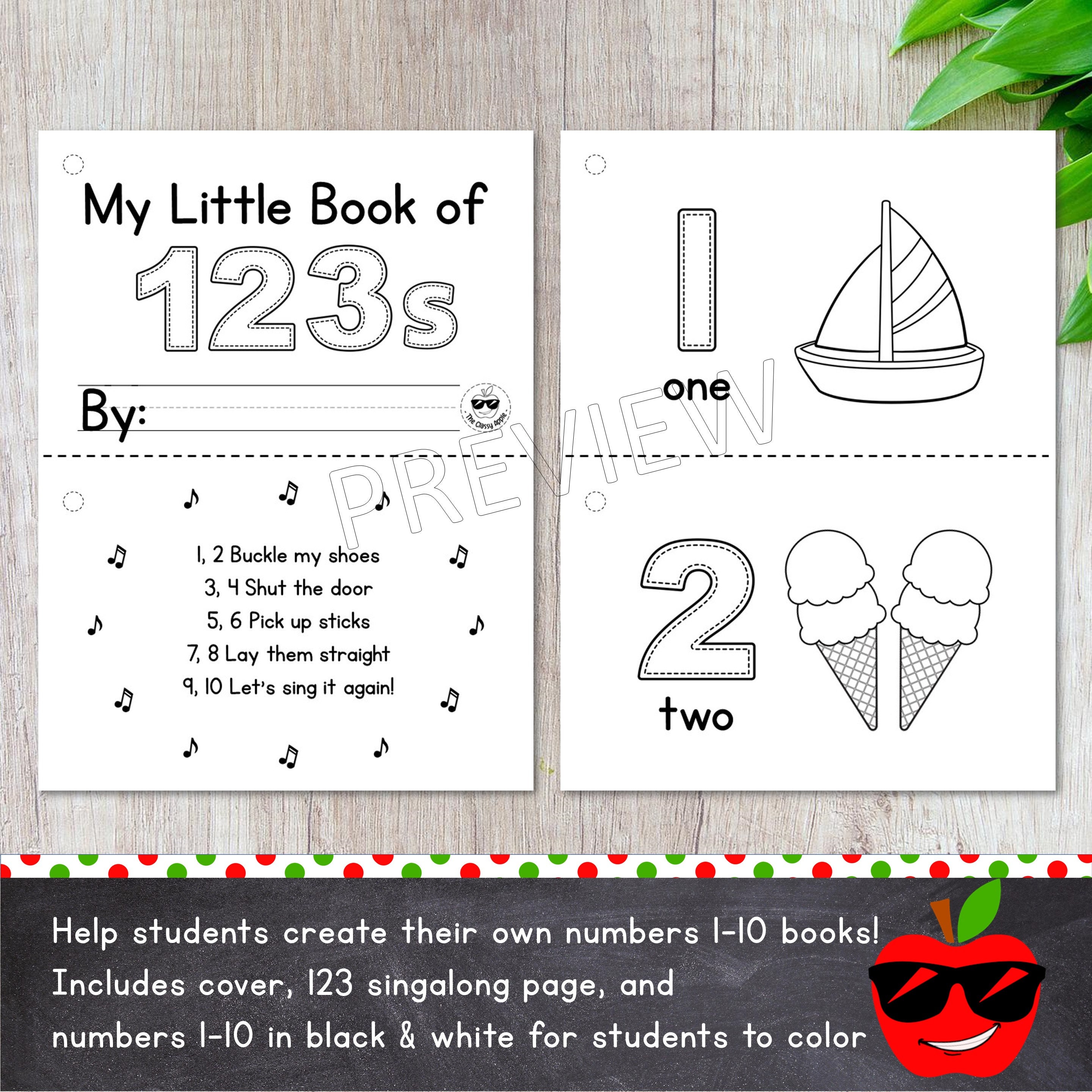 Printable Numbers 1-10 Book for Prek and Kindergarten Black and White ...