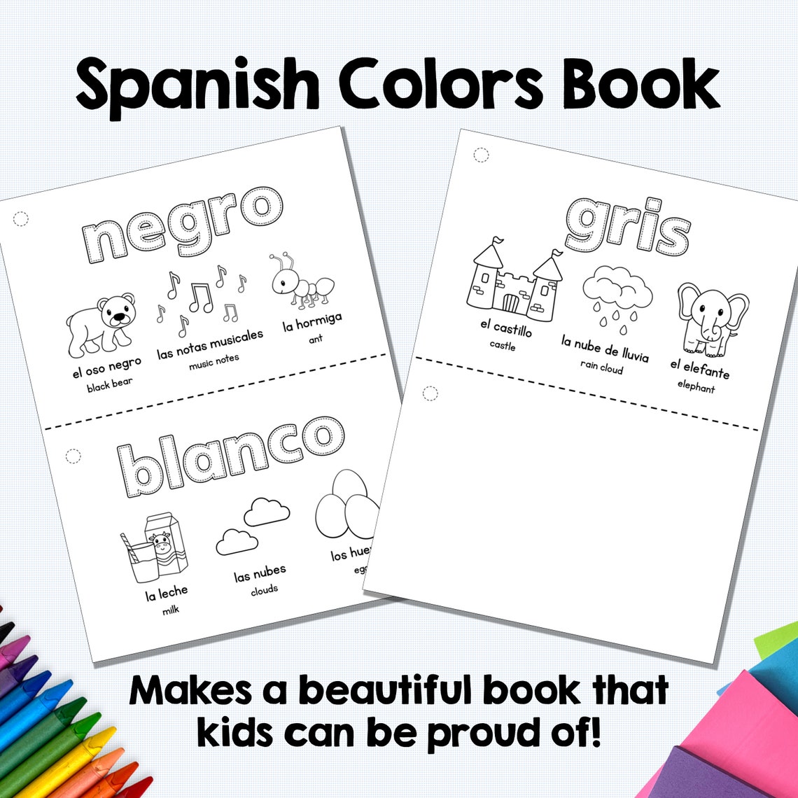 Printable Colors Book in Spanish & English (español Y Inglés) for Prek ...