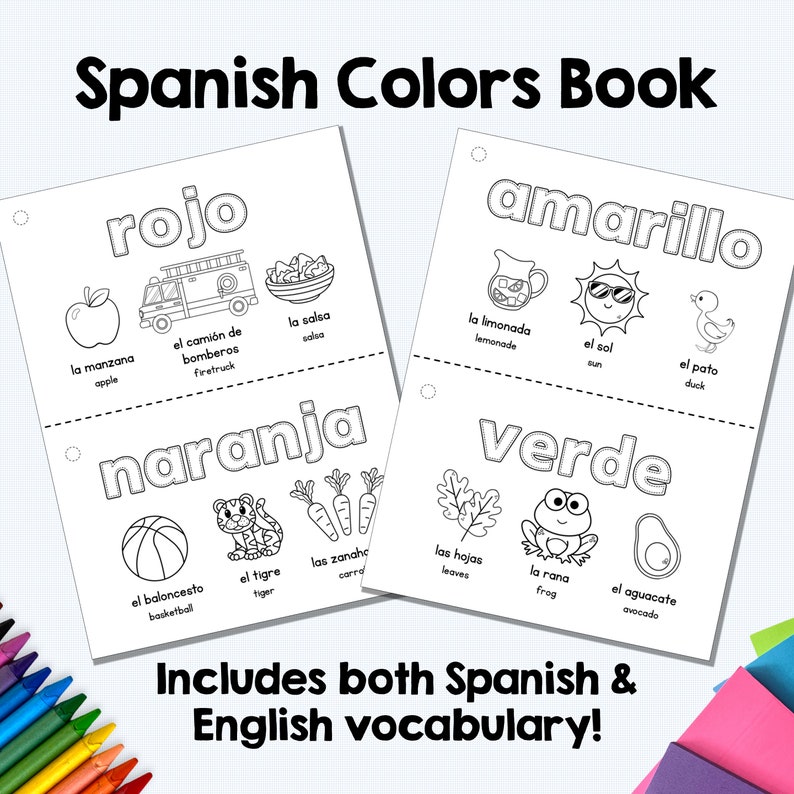 Printable Colors Book in Spanish & English (español Y Inglés) for Prek ...