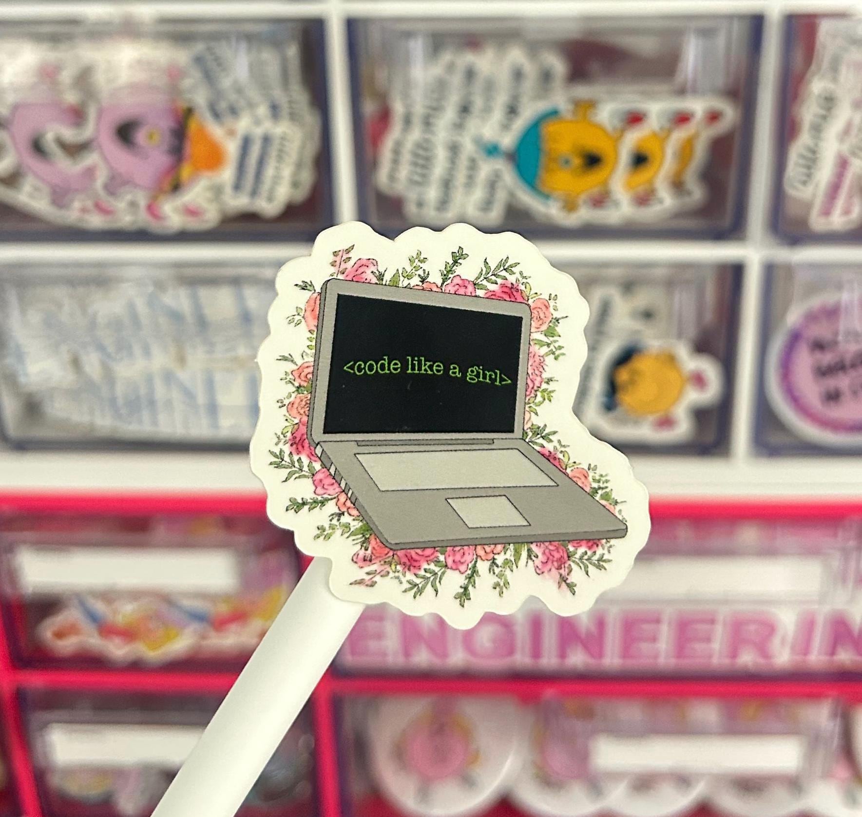Code Like a Girl | Software Engineer | Engineering Empowerment Sticker ...