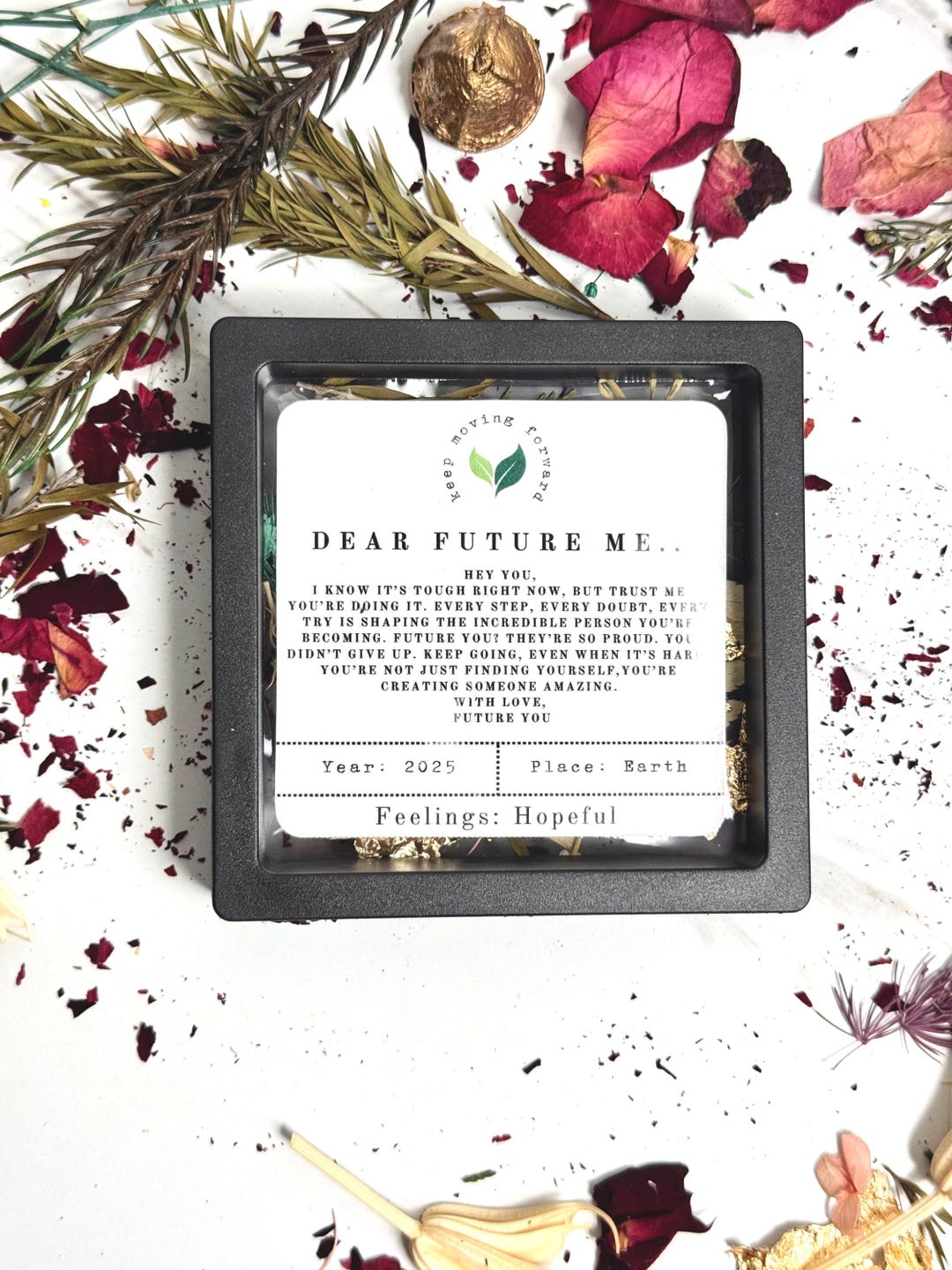 Dear Future Me Memory Box, Floral Shadowbox, Dried Flowers, Note in a ...