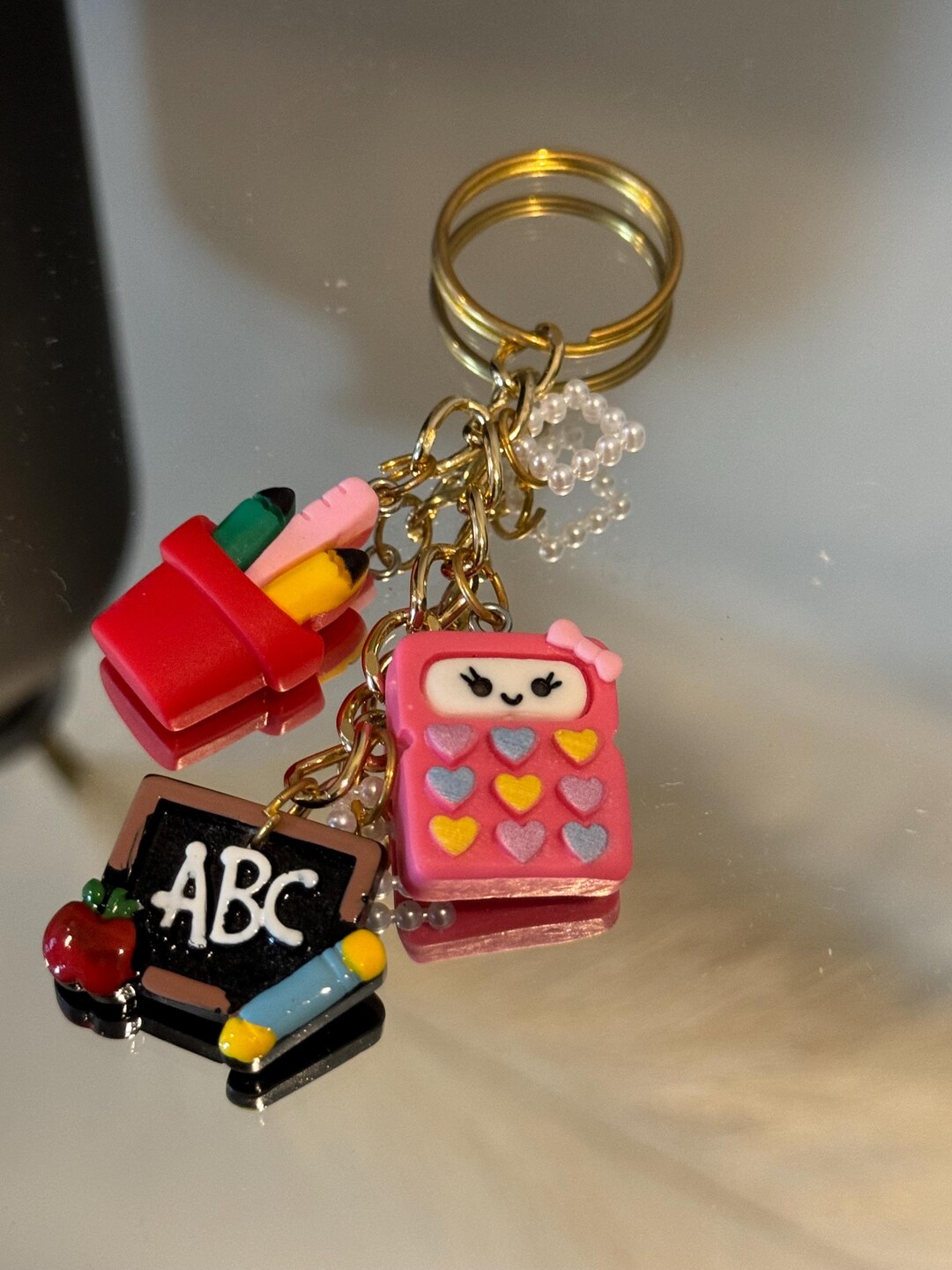 Gold Teacher Handmade Keychain for Women Gift Resin Made for Her Home ...