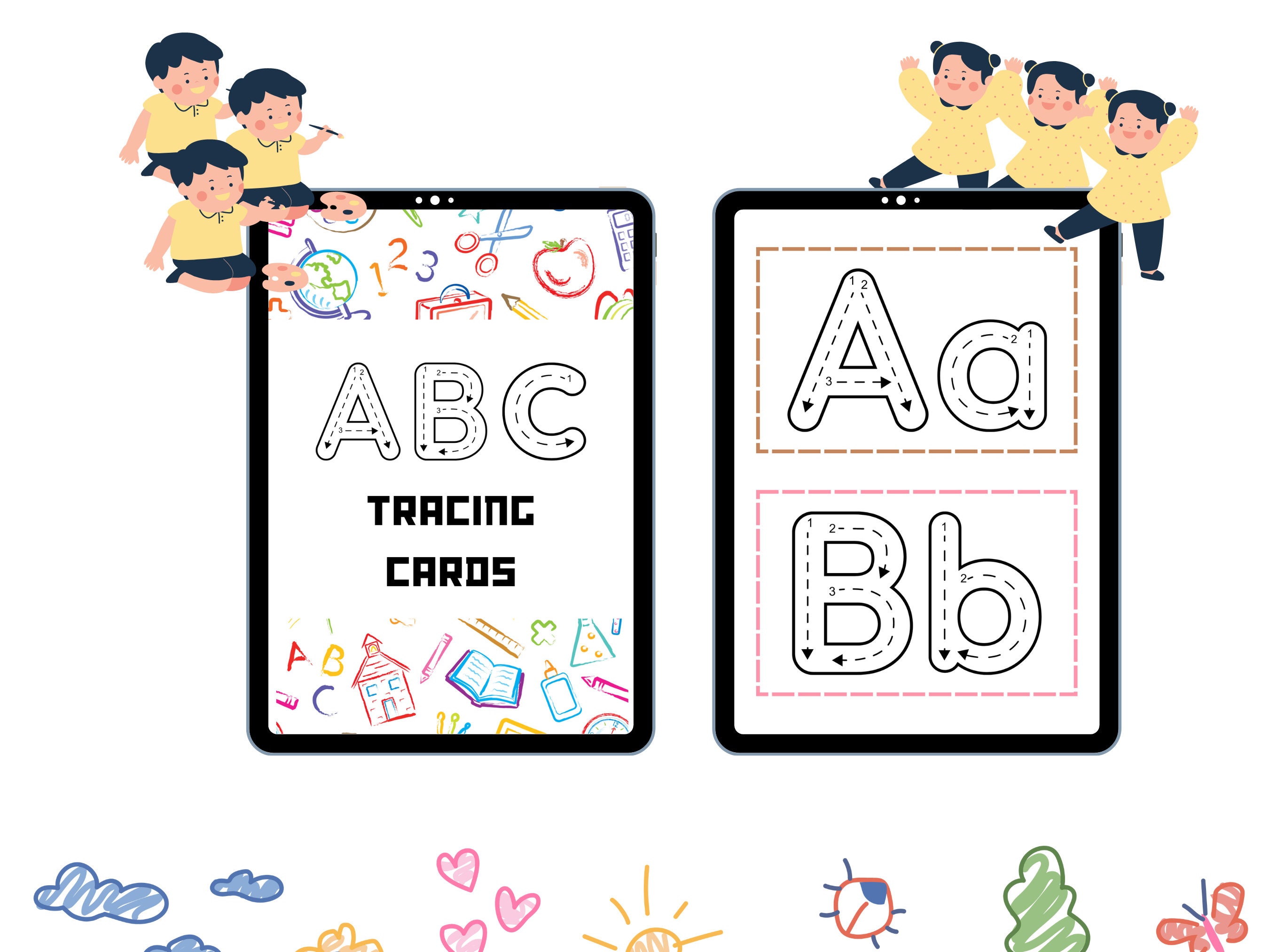 Alphabet Tracing Cards for Kids Montessori ABC, Learning Preschool and ...