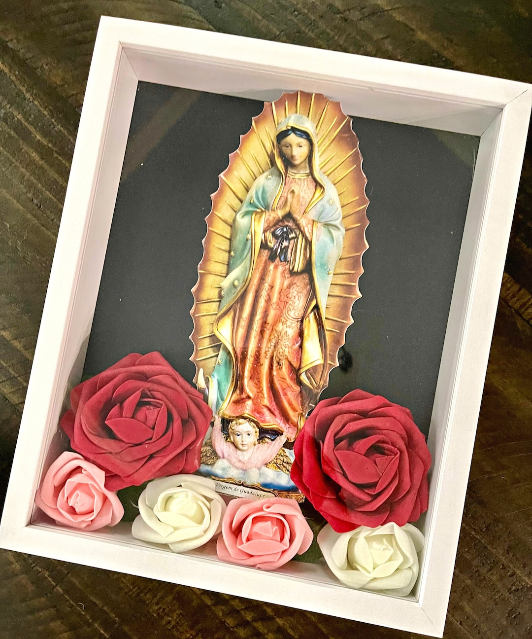Our Lady of Guadalupe, Virgen De Guadalupe. Handmade Art, Virgin in 3D ...