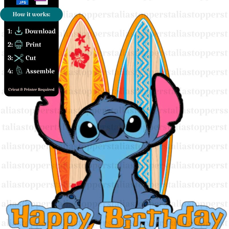 Stitch Cake Topper Printable - Etsy UK