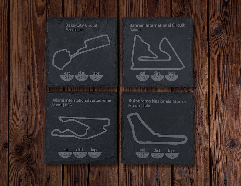 F1 Slate Coasters: Formula 1 Racing Circuit Track Art - Etsy