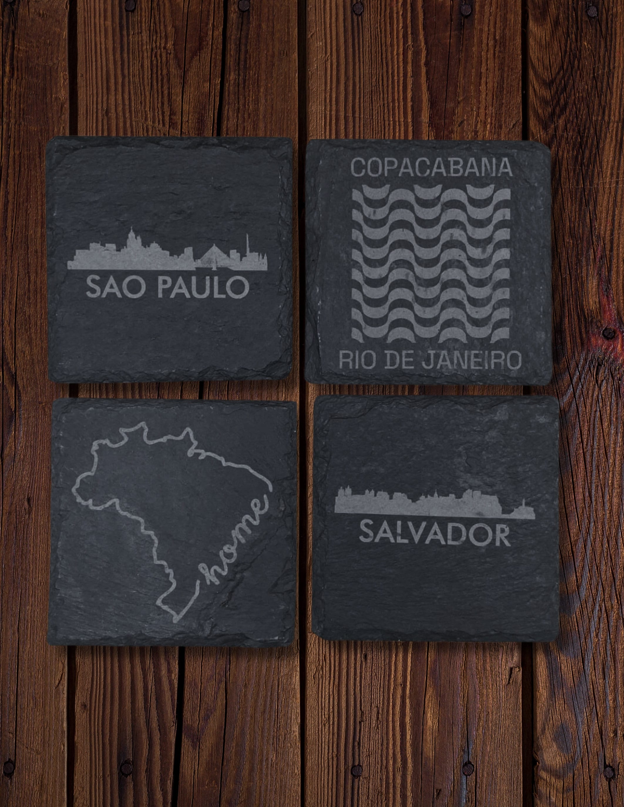 Brazil | Brasil | Slate Coaster Set | Home | Housewarming | Brazil ...