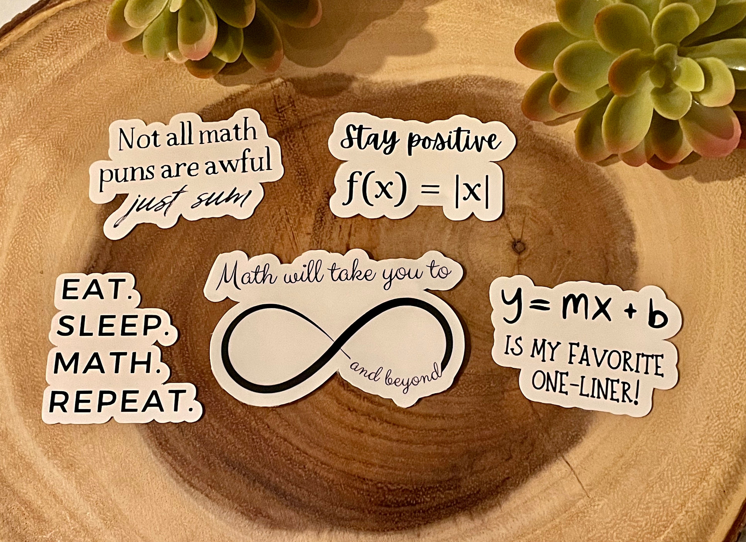 Black and White Math Stickers, Teacher Stickers, Math Puns, Sticker Set ...