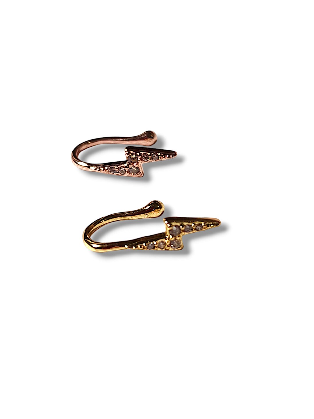 FAUX Nose Piercing Crystal Lightning Bolt - Etsy