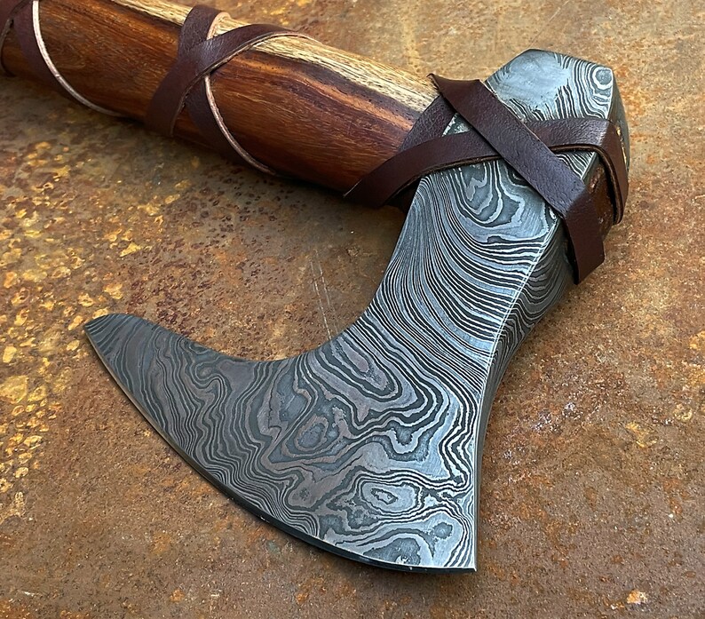 Viking Axe Custom Made Hand Forged Damascus Steel Axe Hatchet Leather Wrapped Functional Axe - Etsy