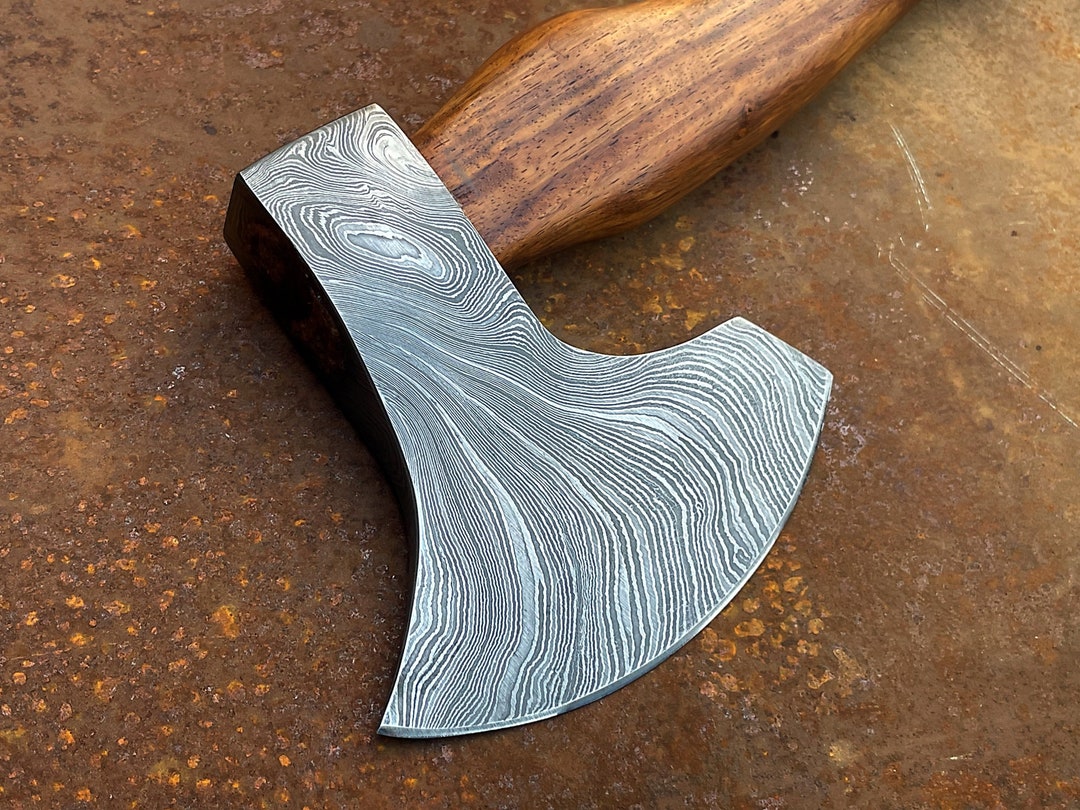 Viking Axe Custom Made Hand Forged Damascus Steel Axe Hatchet Bearded ...