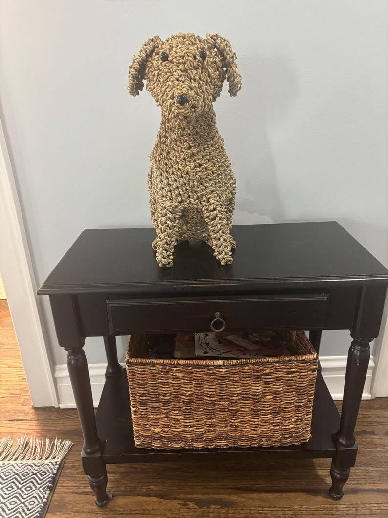 Labradoodle Dog Figurine Statue, Large Sitting Dog Sculpture, Doggie ...