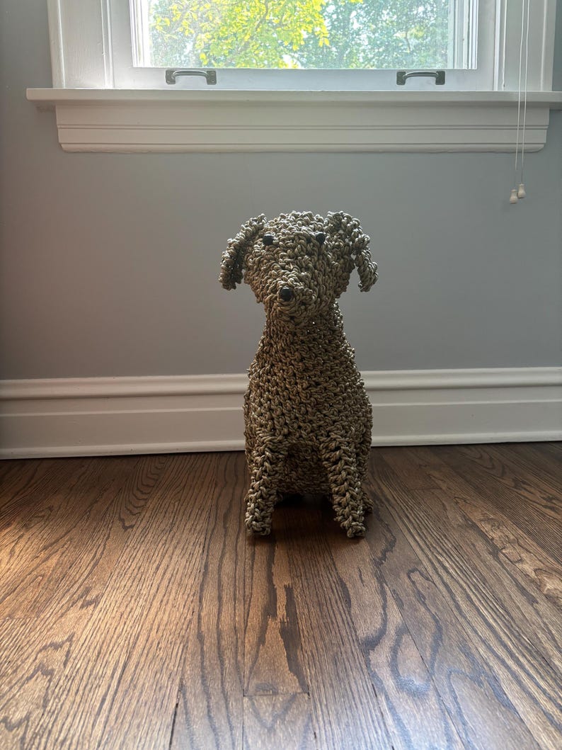 Labradoodle Dog Figurine Statue, Large Sitting Dog Sculpture, Doggie ...