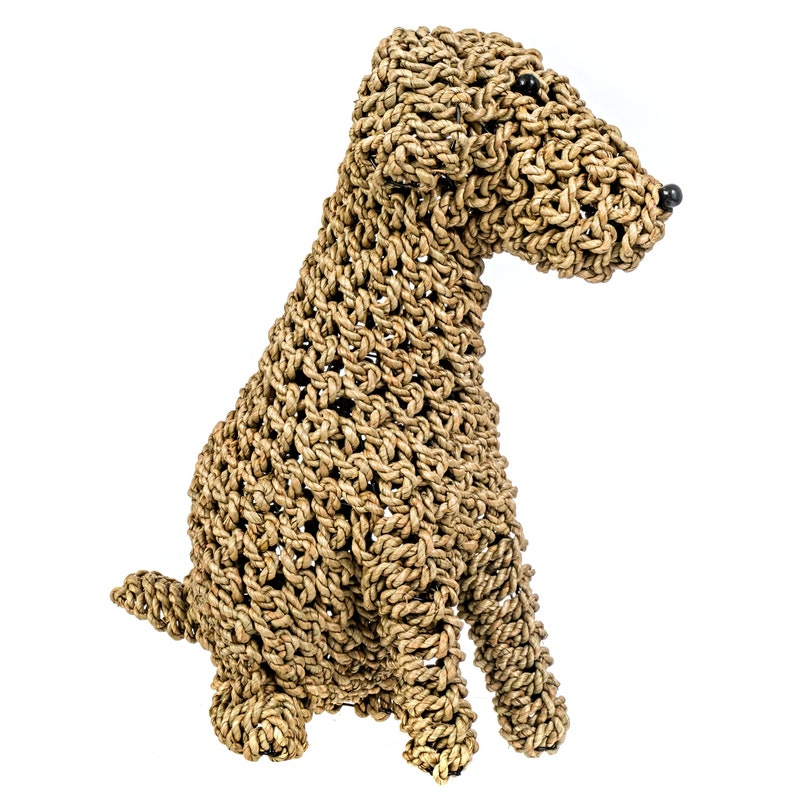 Labradoodle Dog Figurine Statue, Large Sitting Dog Sculpture, Doggie ...