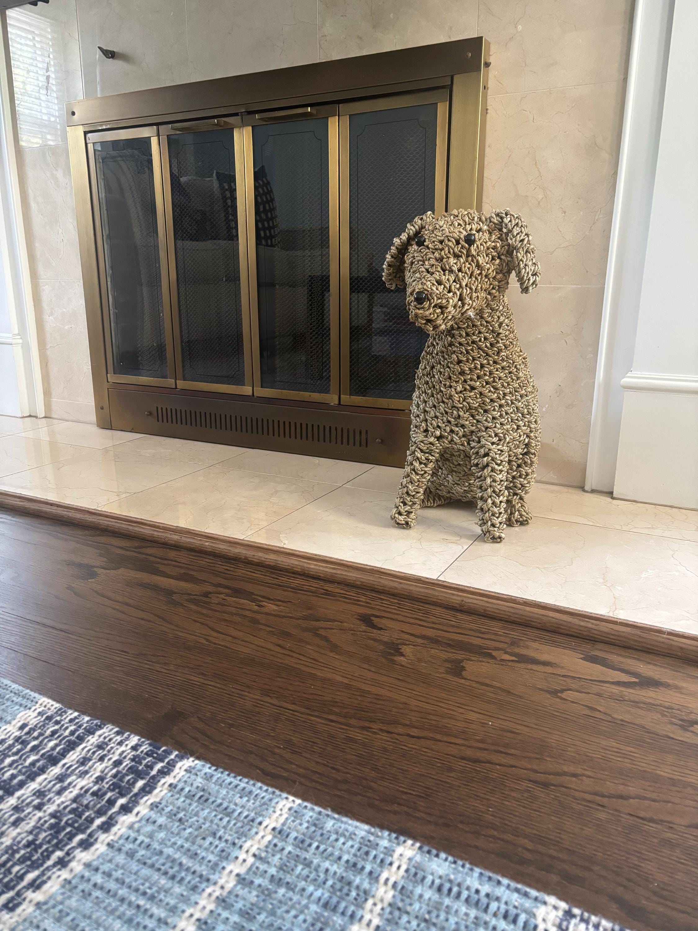 Labradoodle Dog Figurine Statue, Large Sitting Dog Sculpture, Doggie ...