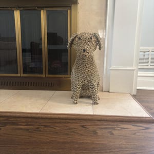 Labradoodle Dog Figurine Statue, Large Sitting Dog Sculpture, Doggie ...