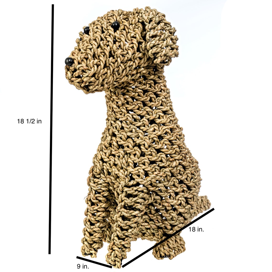 Labradoodle Dog Figurine Statue, Large Sitting Dog Sculpture, Doggie ...