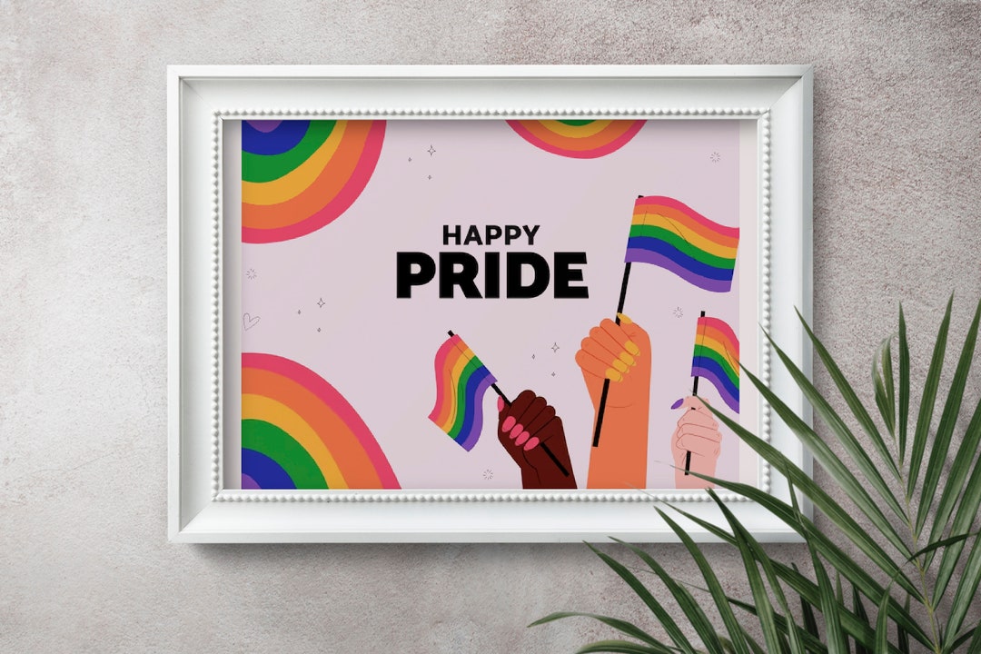 Happy Pride Print | LGBTQ Gift | Pride Wall Art | LGBTQ+ | Queer Wall ...