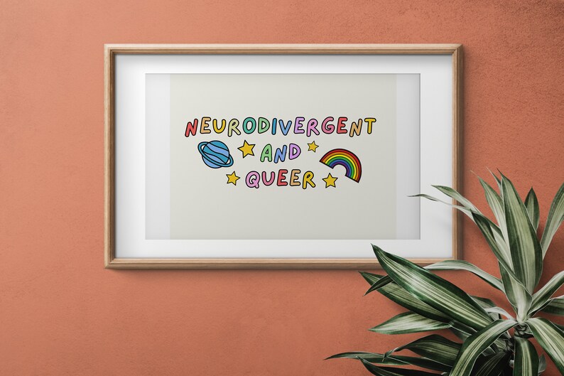 Neurodivergent & Queer | LGBTQ Gift | Pride Wall Art | LGBTQ+ | Queer ...