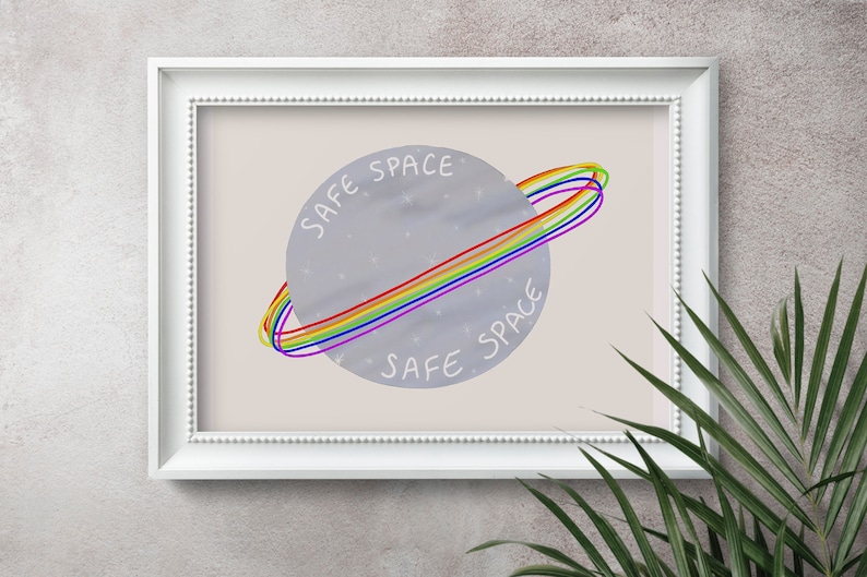 Safe Space Poster LGBTQ Gift Pride Wall Art LGBTQ Queer Wall Art Pride ...