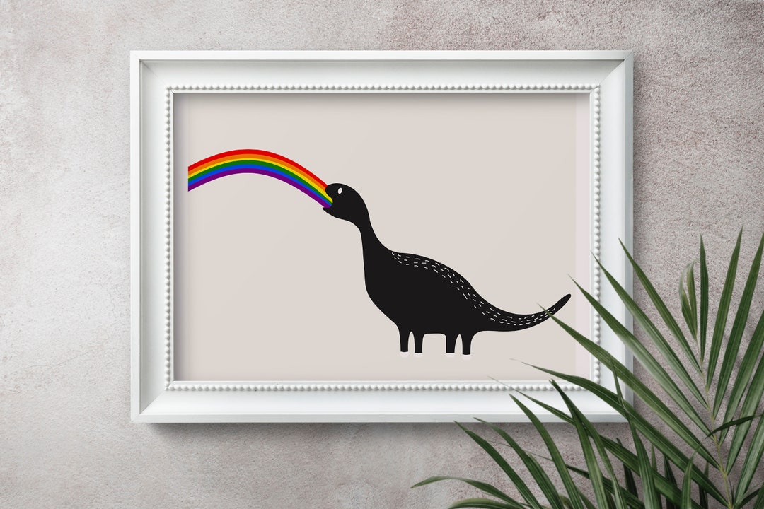 Dinosaur With Flag Poster LGBTQ Gift Pride Wall Art LGBTQ Queer Wall ...