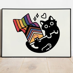Pride Cat Poster | LGBTQ Gift | Pride Wall Art | LGBTQ+ | Queer Wall ...