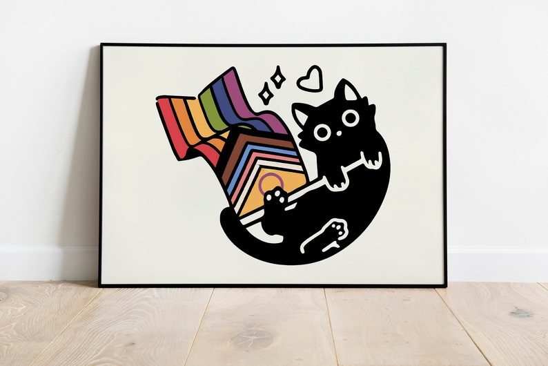 Pride Cat Poster | LGBTQ Gift | Pride Wall Art | LGBTQ+ | Queer Wall ...