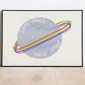 Safe Space Poster | LGBTQ+ Gift | Pride Wall Art | LGBTQ+ | Queer Wall ...