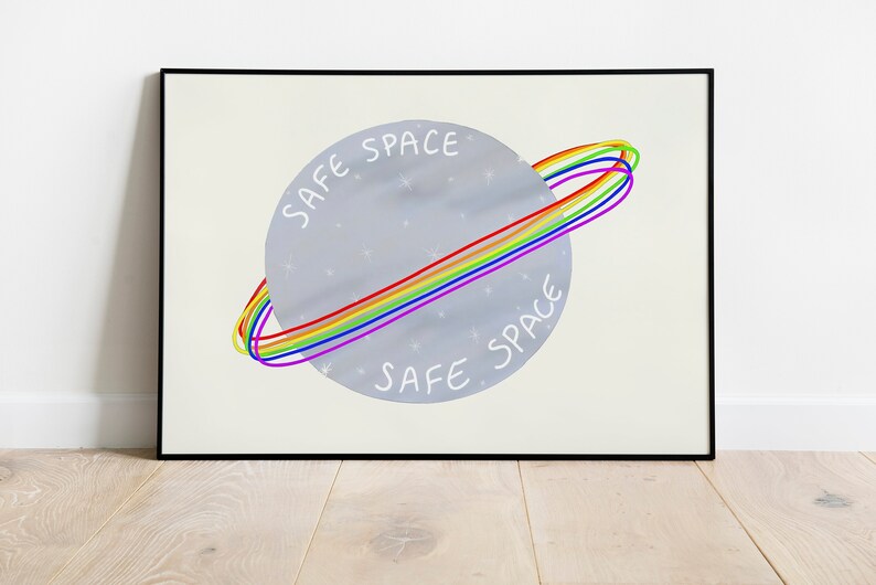 Safe Space Poster LGBTQ Gift Pride Wall Art LGBTQ Queer Wall Art Pride ...