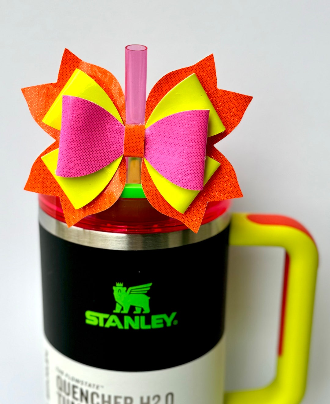 Neon Bow Straw Topper - Etsy