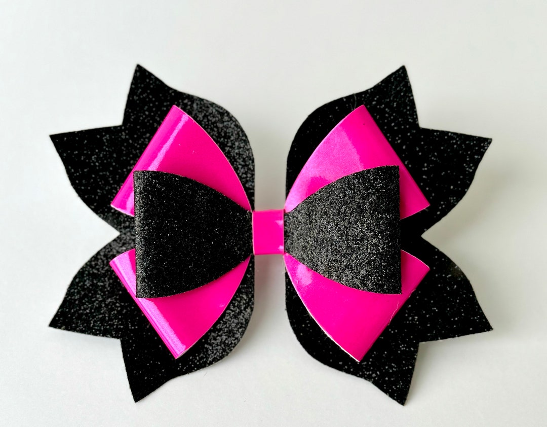 Deluxe Hot Pink & Black Bow - Straw Topper - Etsy
