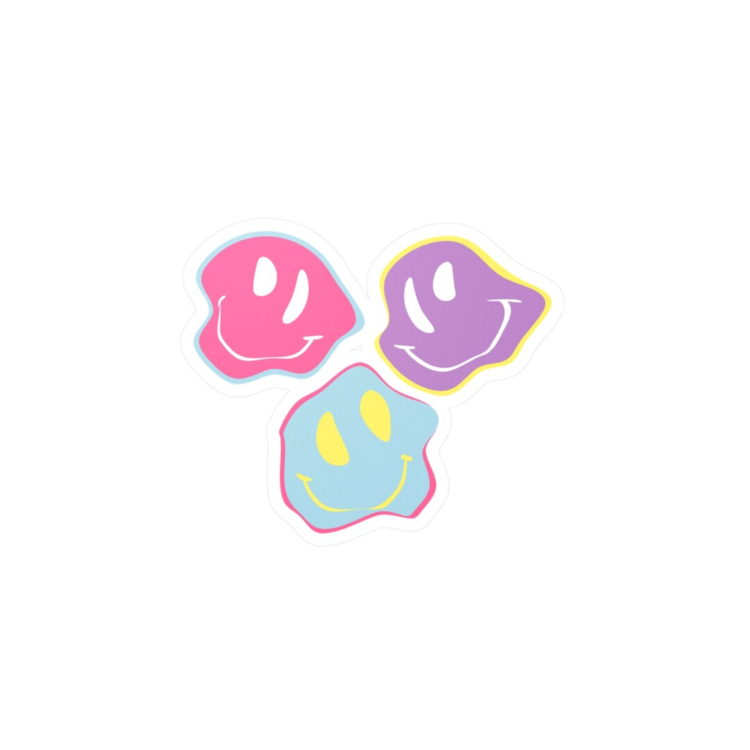 Psychedelic Happy Face Trippy Dripping Retro Smiley Face Sticker Vinyl ...