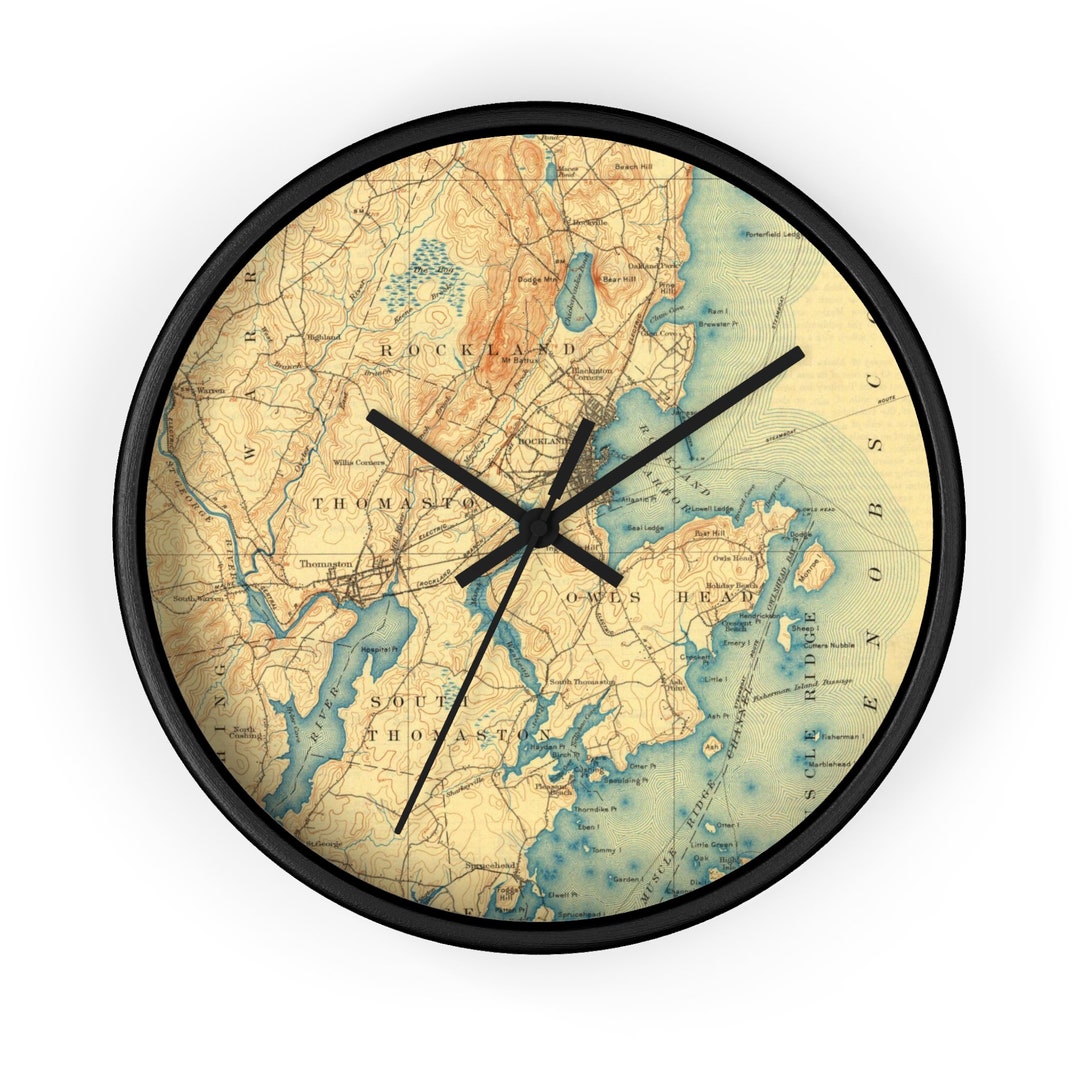 Historical Map Clock Antique Rockland City Map Clock Maine - Etsy