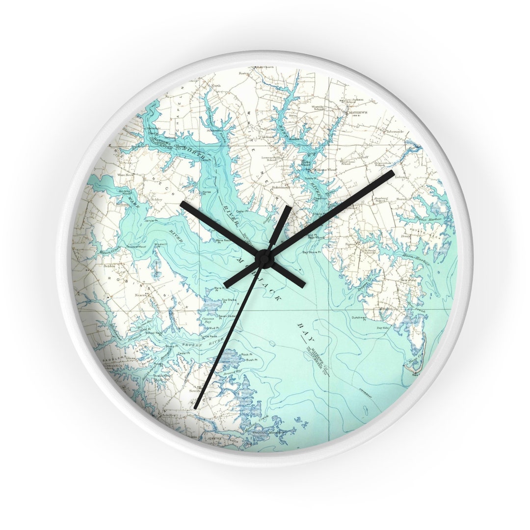 Coastal Clock, Beach House Gift, Ancient Map Clock, Old Map Wall Clock ...