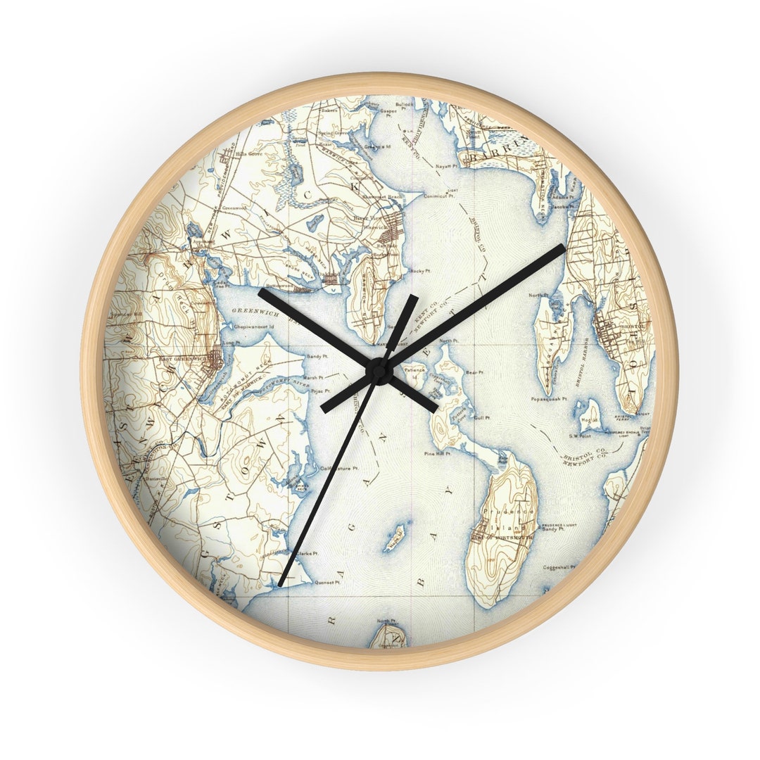 Fisherman Gift Clock, Beach Map Clock, Antique Providence Map Wall ...