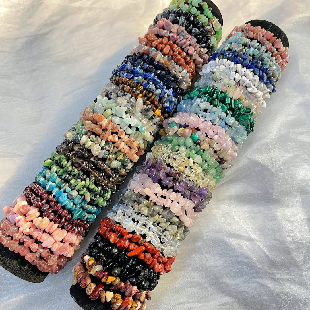 Crystal Chip Bracelets, Stretchy Crystal Bracelets, Gemstone Chip Bracelets, Gift for Women ...