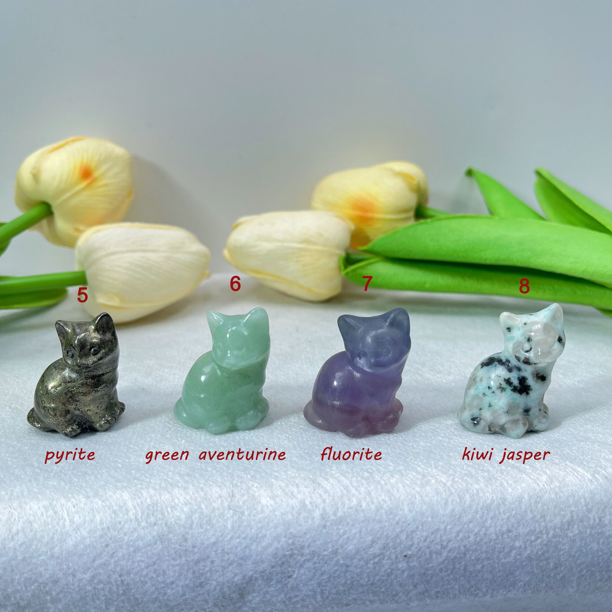 Mini Cute Crystal Cat, Gemstone Cat Statue, Hand Carved Crytal Animal ...