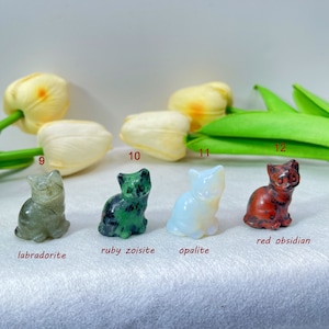 Mini Cute Crystal Cat, Gemstone Cat Statue, Hand Carved Crytal Animal ...