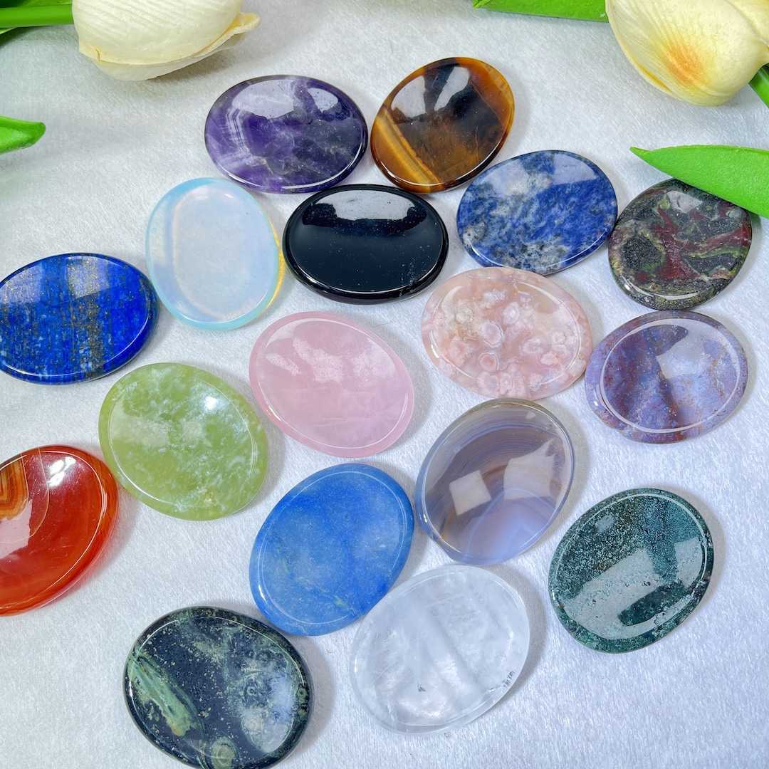 Natural Crystal Worry Stone, Gemstone Worry Stone, Crystal Palm Stone ...