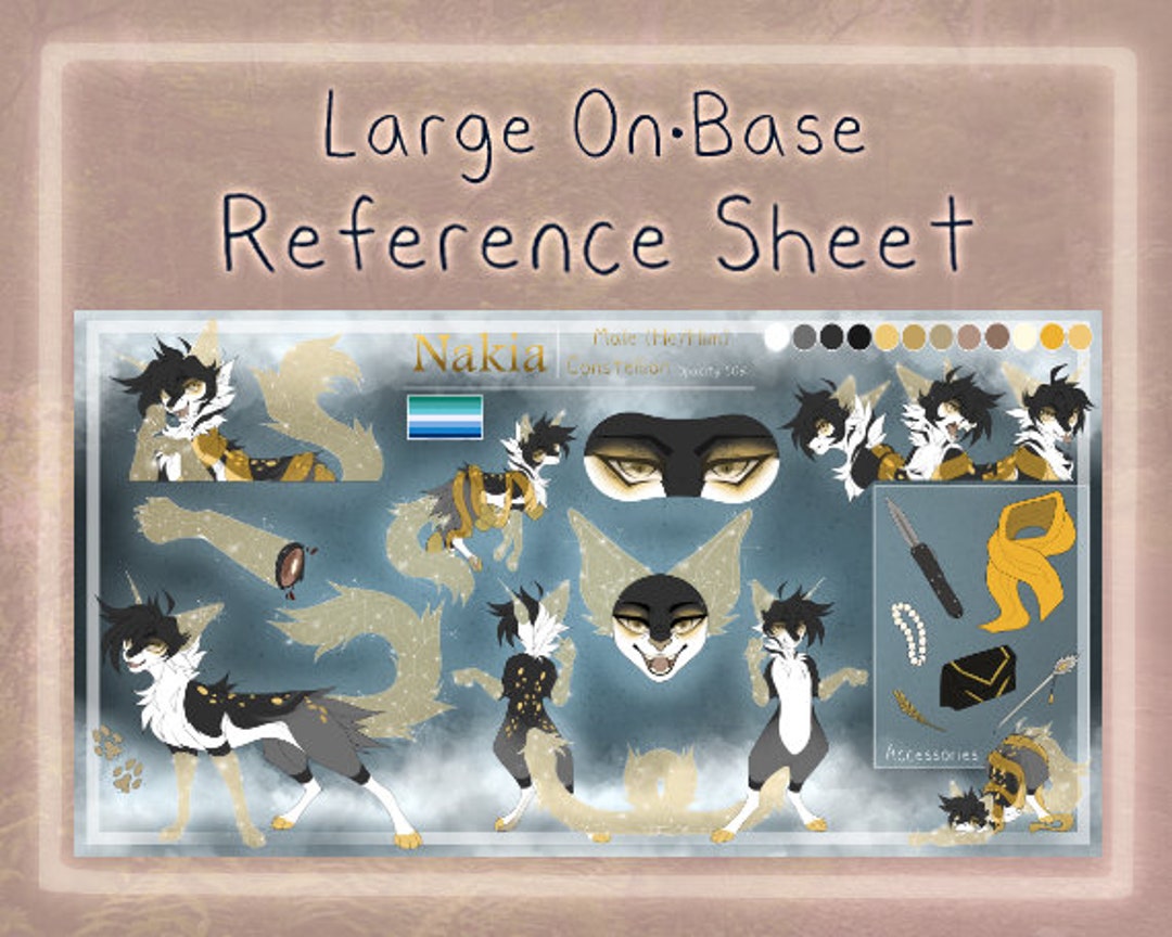 Large On-base Feral and Anthro Furry Reference Sheet - Etsy