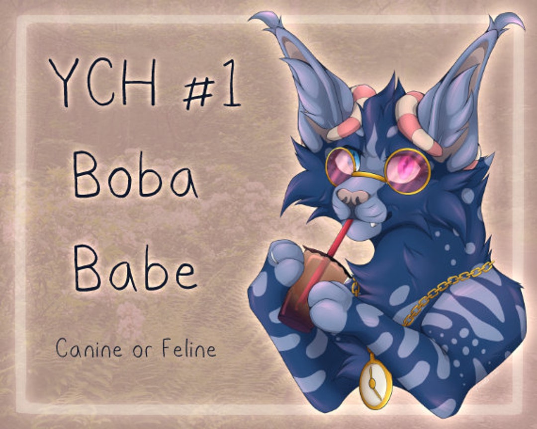 Your Character Here 1 "boba Babe" Halfbody Furry Commission - Etsy