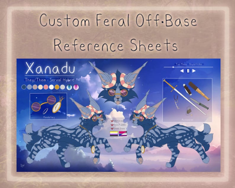 Custom off Base Feral Furry Reference Sheet - Etsy