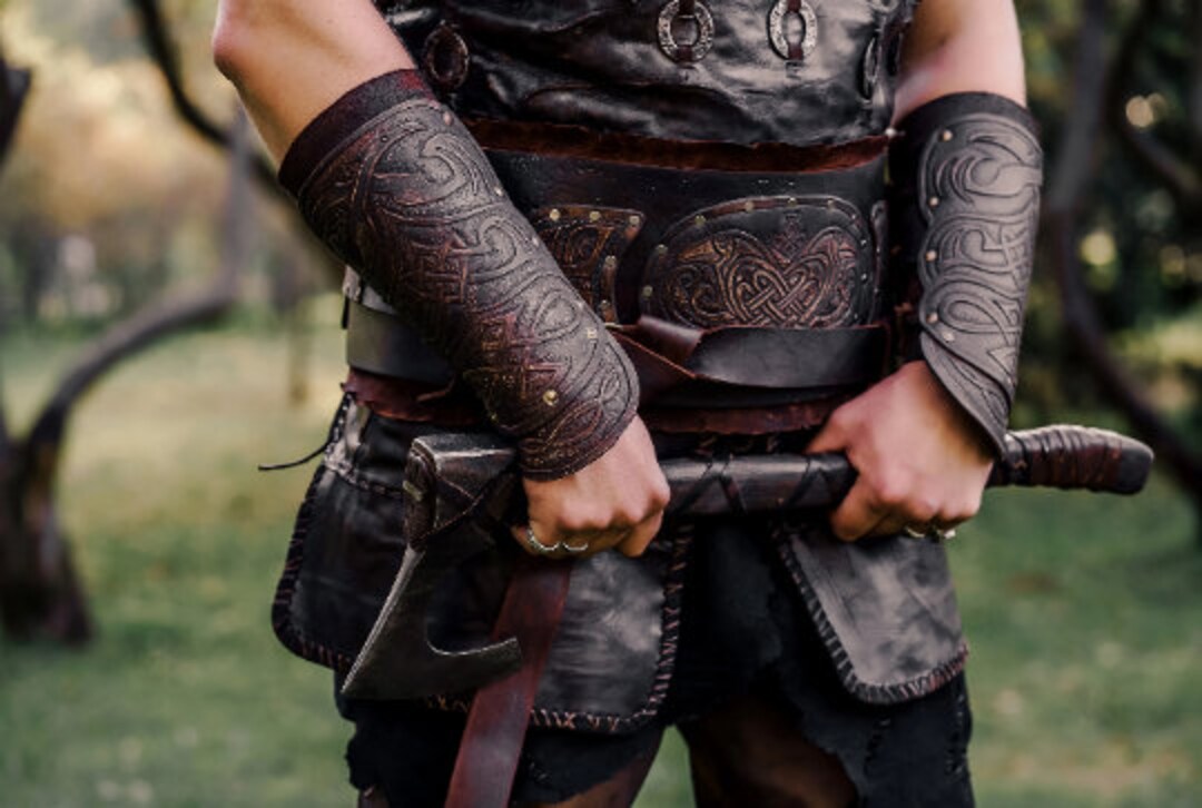 Medieval Leather Bracers Viking Larp Arm Armor Celtic - Etsy