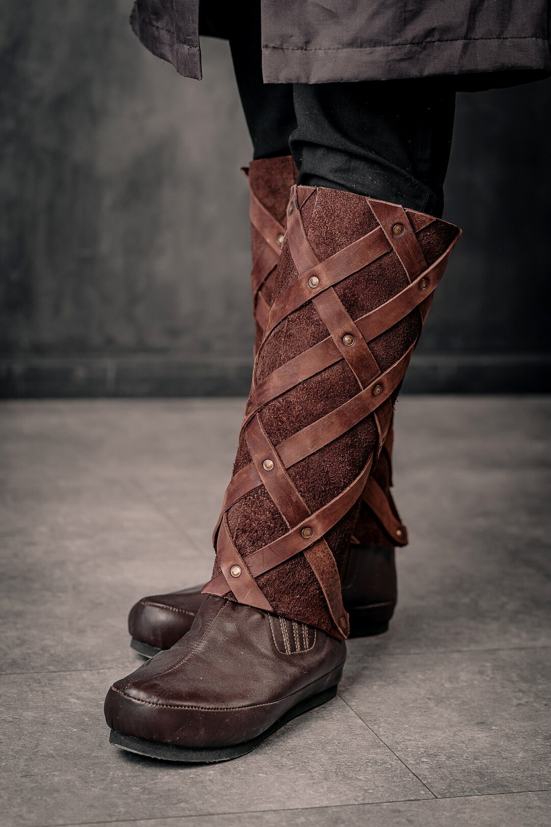 Viking Leather Shin Guards Larp Leg Protection Medieval Shin - Etsy Canada