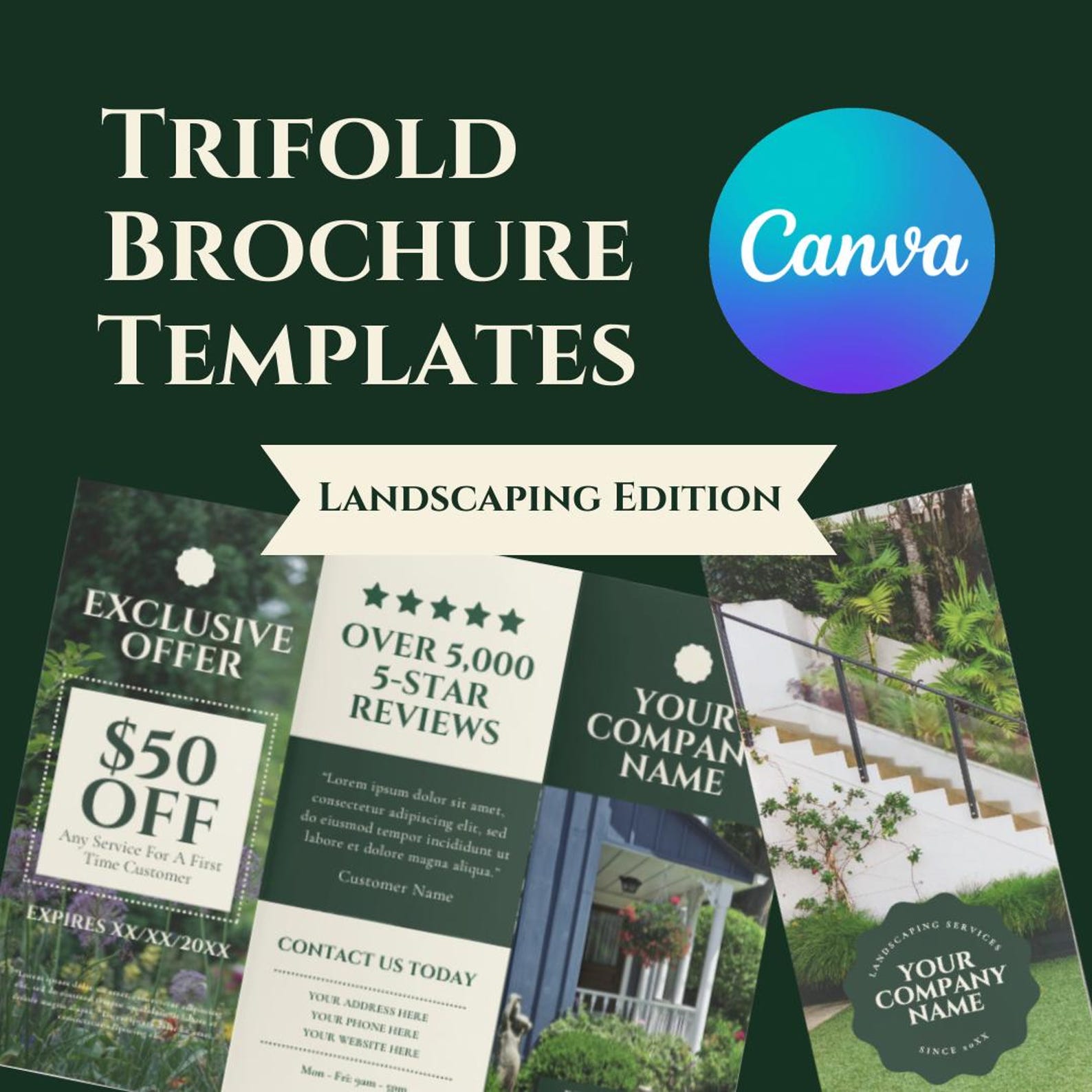 Landscaper Editable Trifold Brochure Templates / Landscaping Business ...