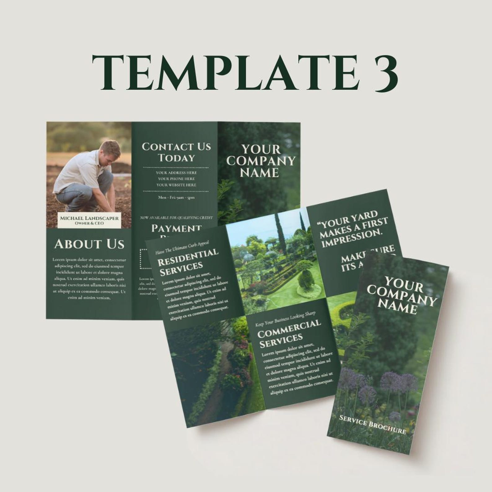 Landscaper Editable Trifold Brochure Templates / Landscaping Business ...