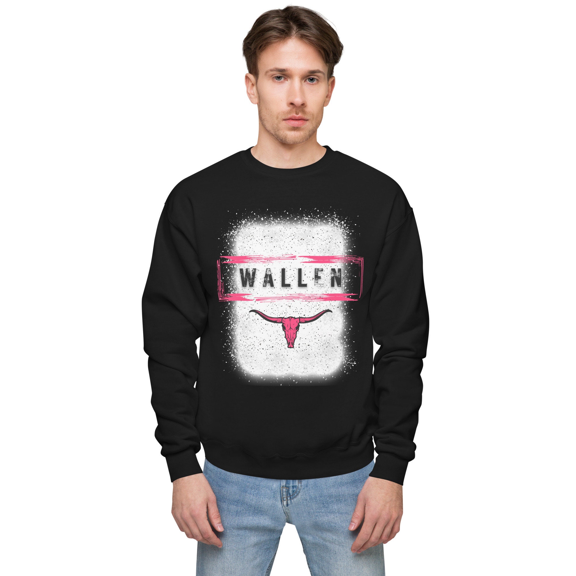 Wallen Hot Pink Bullhorn Splatter Unisex Fleece Sweatshirt - Etsy