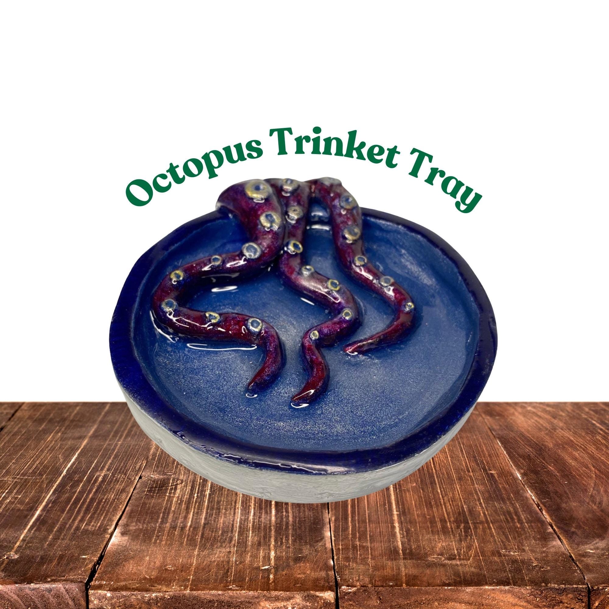 Octopus Trinket Tray Air Dry Clay Jewellery Holder Unique Handpainted ...