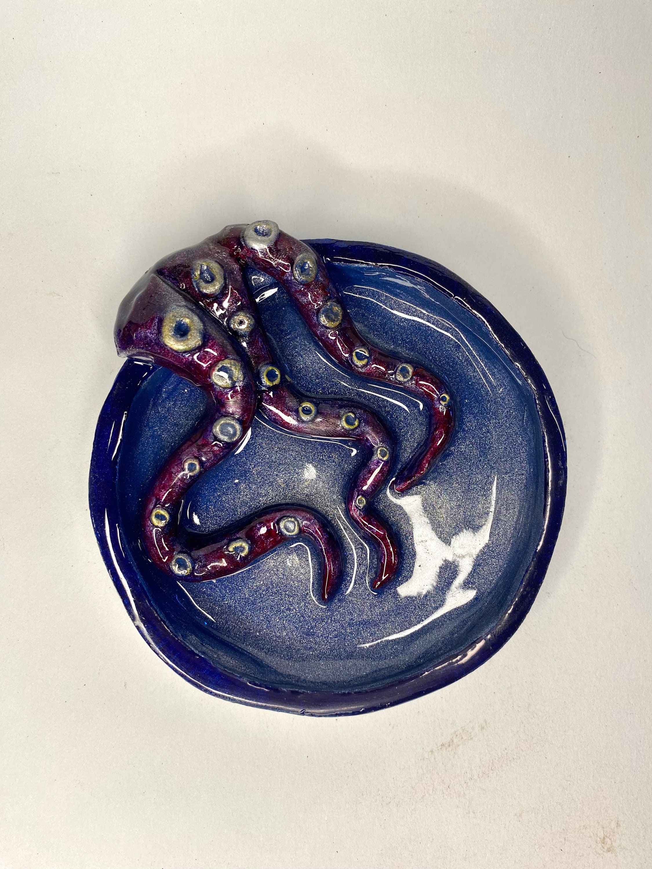 Octopus Trinket Tray Air Dry Clay Jewellery Holder Unique Handpainted ...